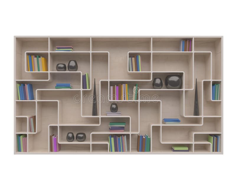 Bookcase Bookshelves Isolated on White 3d Illustration Stock ...