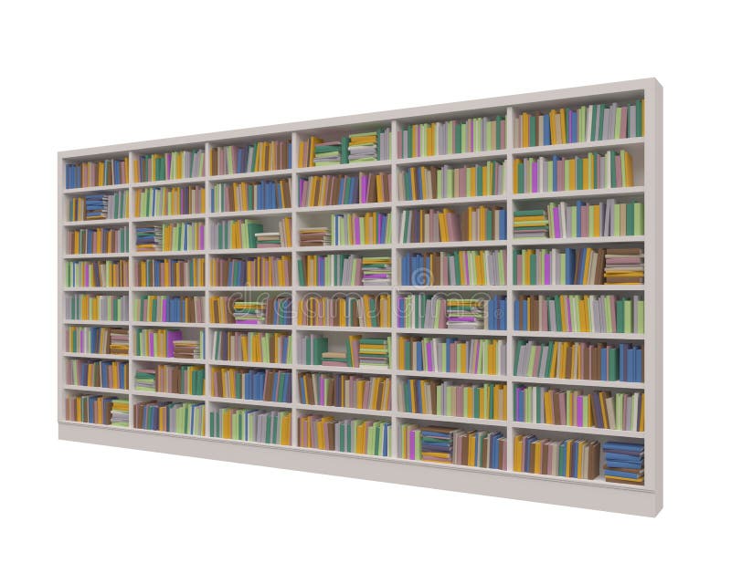 Bookcase Bookshelves Isolated on White 3d Illustration Stock ...