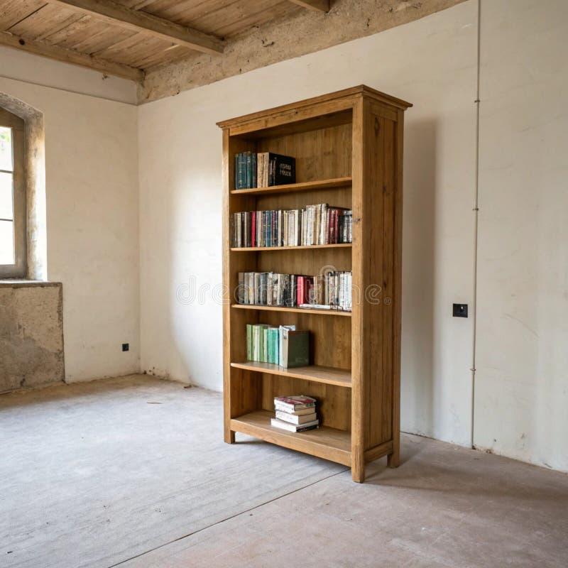Bookcase in empty room stock photo. Image of interiorstyling - 373573968