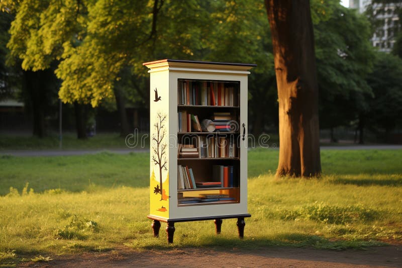 Bookcase Full of Books for Bookcrossing in the Park. AI Generated Stock ...