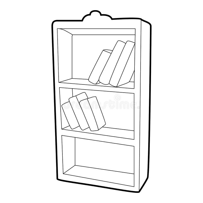 Bookcase Icon in Outline Style Stock Vector - Illustration of line ...