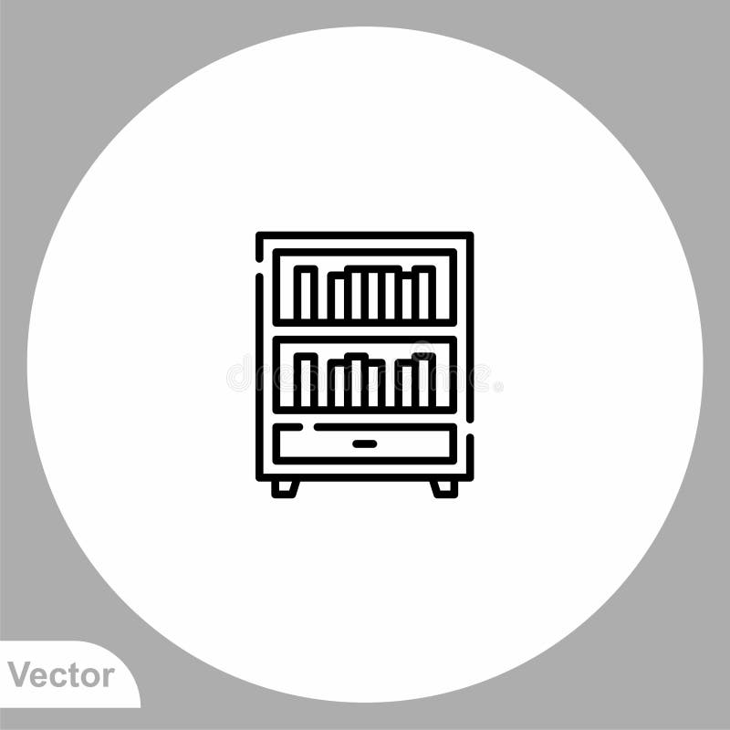 Bookcase Vector Icon Sign Symbol Stock Vector - Illustration of learn ...