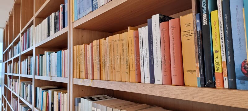 Bookcase Library Books Book Row Many Stock Image - Image of university ...
