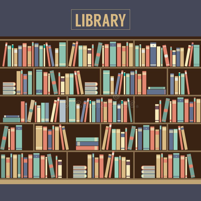 Library Scene Illustration in Flat Design Stock Vector - Illustration ...