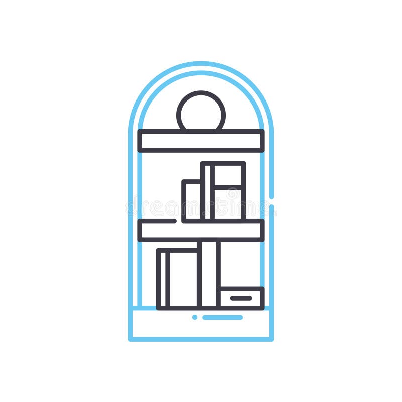 Bookcase Line Icon, Outline Symbol, Vector Illustration, Concept Sign ...