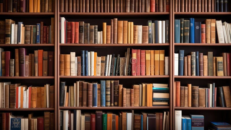 Bookcase with Lots of Books Stock Illustration - Illustration of retro ...