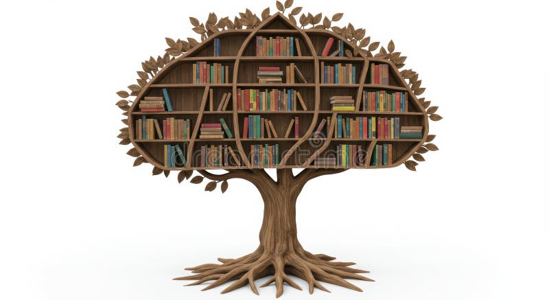 Tree of Knowledge Bookcase stock illustration. Illustration of story ...