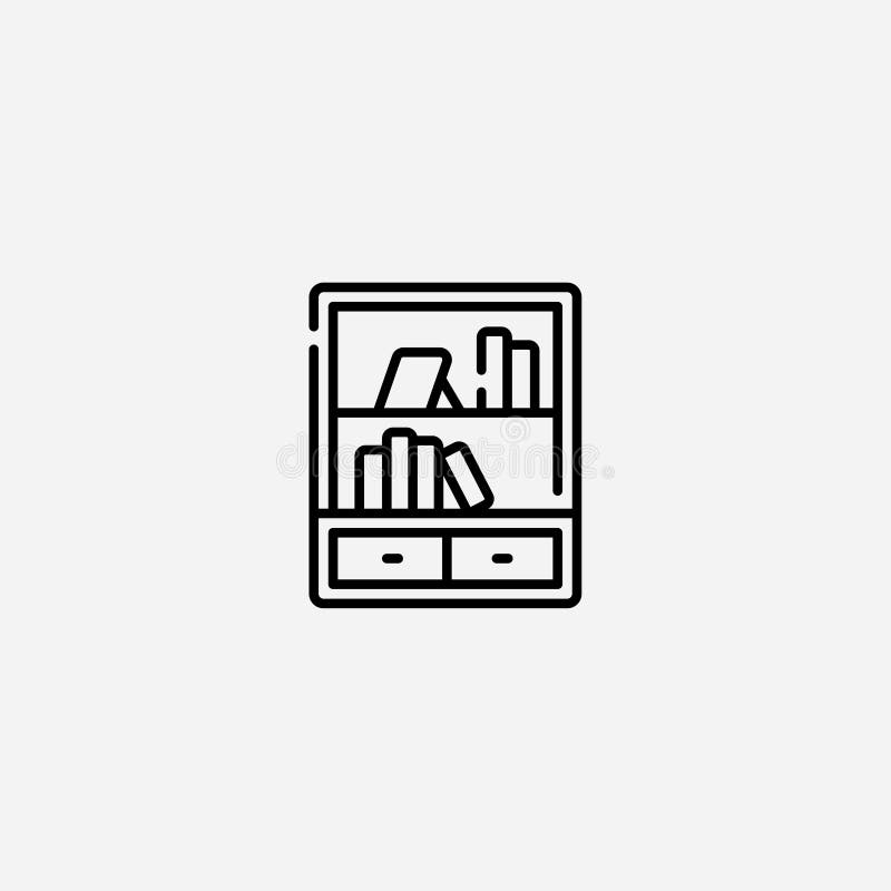 Bookcase Vector Icon Sign Symbol Stock Vector - Illustration of ...