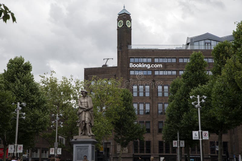 Booking.com Building at the Background with Rembrandt Statue at ...