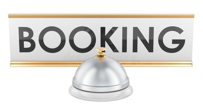 Booking, Concept. Reception Bell with Desk Plate, 3D Rendering Stock ...