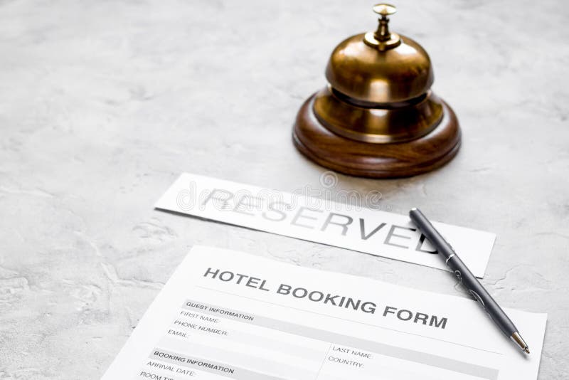 Booking Form for Hotel Room Reservation, Pen and Ring Stone Background ...