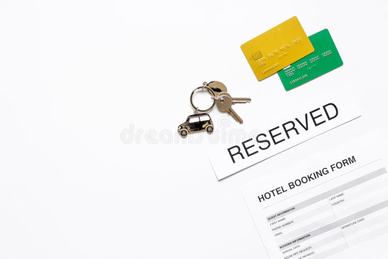 Booking Form for Hotel Room Reservation White Background Top View Space ...