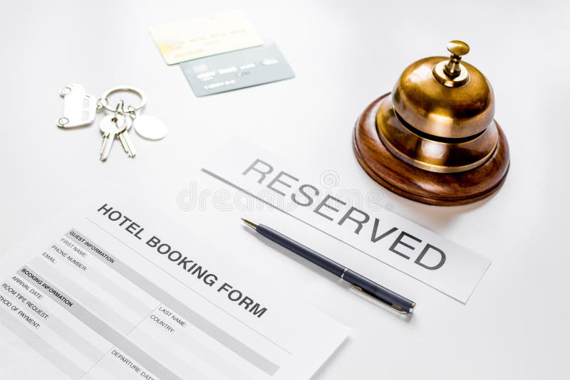 Booking Hotel Room Application Form and Keys White Desk Background ...