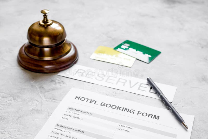 Booking Hotel Room Application Form Ring Stone Desk Background Stock ...