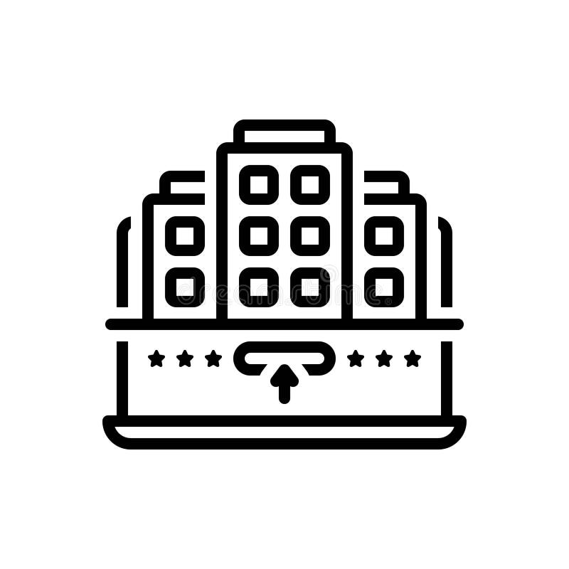 Black Line Icon for Booking, Hotel and Building Stock Illustration ...