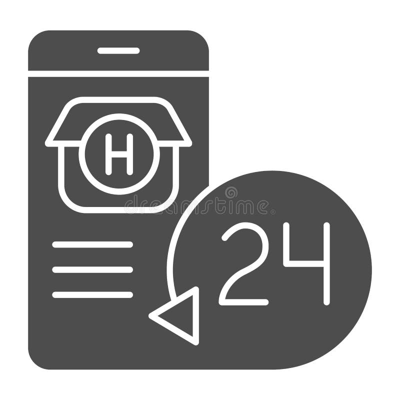 Booking Service 24 Hours Solid Icon. Online Booking Vector Illustration ...