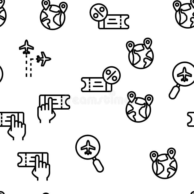 Booking Trip Vector Seamless Pattern Stock Vector - Illustration of ...