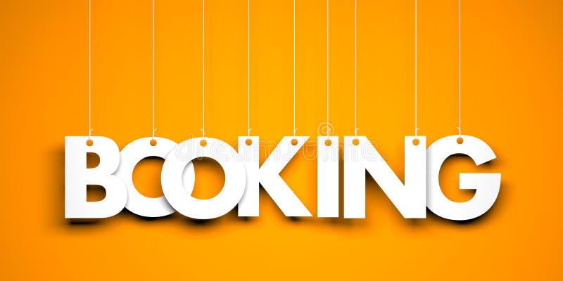 Booking Word Suspended by Ropes on Orange Background Stock Illustration ...