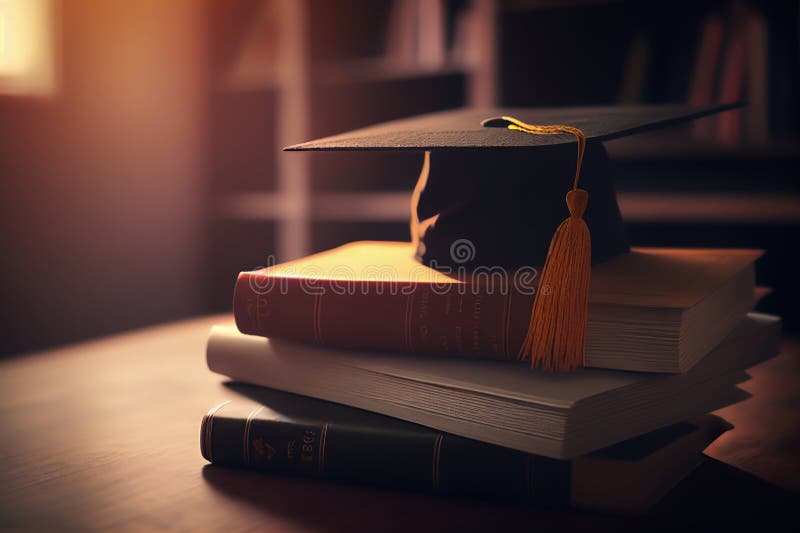 Bookish Grad: a Graduation Cap and a Stack of Books - Generative AI ...