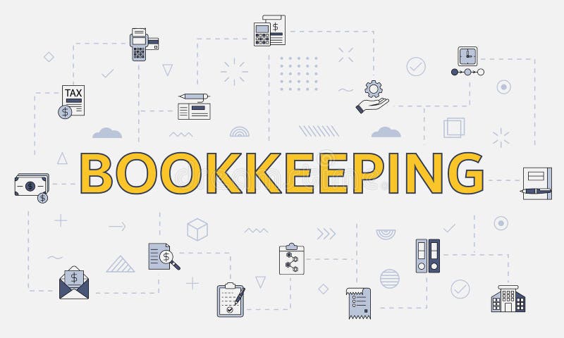 Bookkeeping Concept with Icon Set Template Banner and Circle Round ...