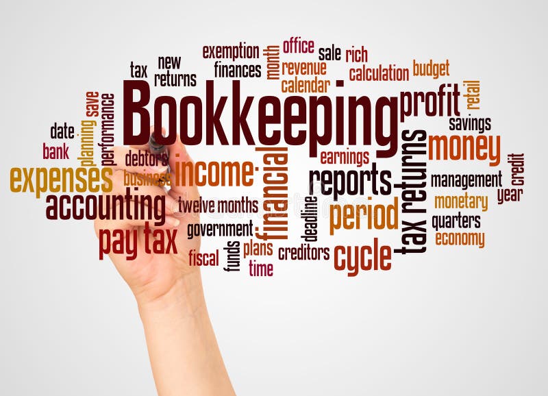Bookkeeping Word Cloud And Hand With Marker Concept Stock Illustration ...