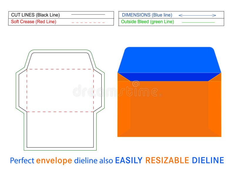 Booklet Envelope Die Line Template Stock Illustration - Illustration of ...