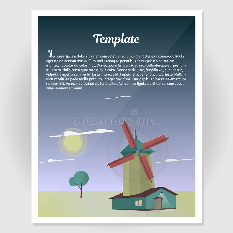 Booklet, Flyer with a Windmill Vector Illustration. Stock Vector ...