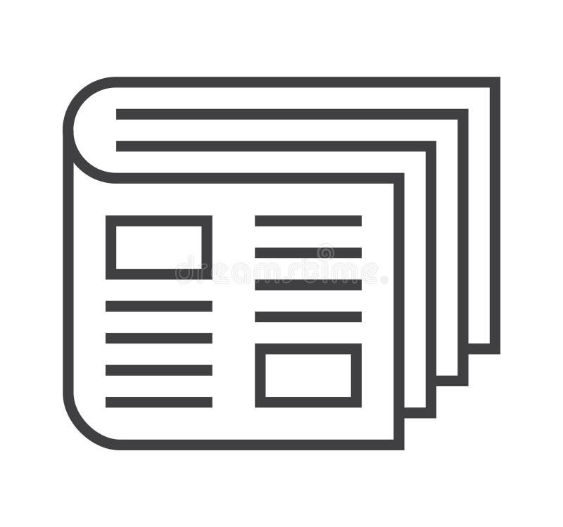 Booklet Page Icon Vector in Thin Line Style. Outline Symbol for ...