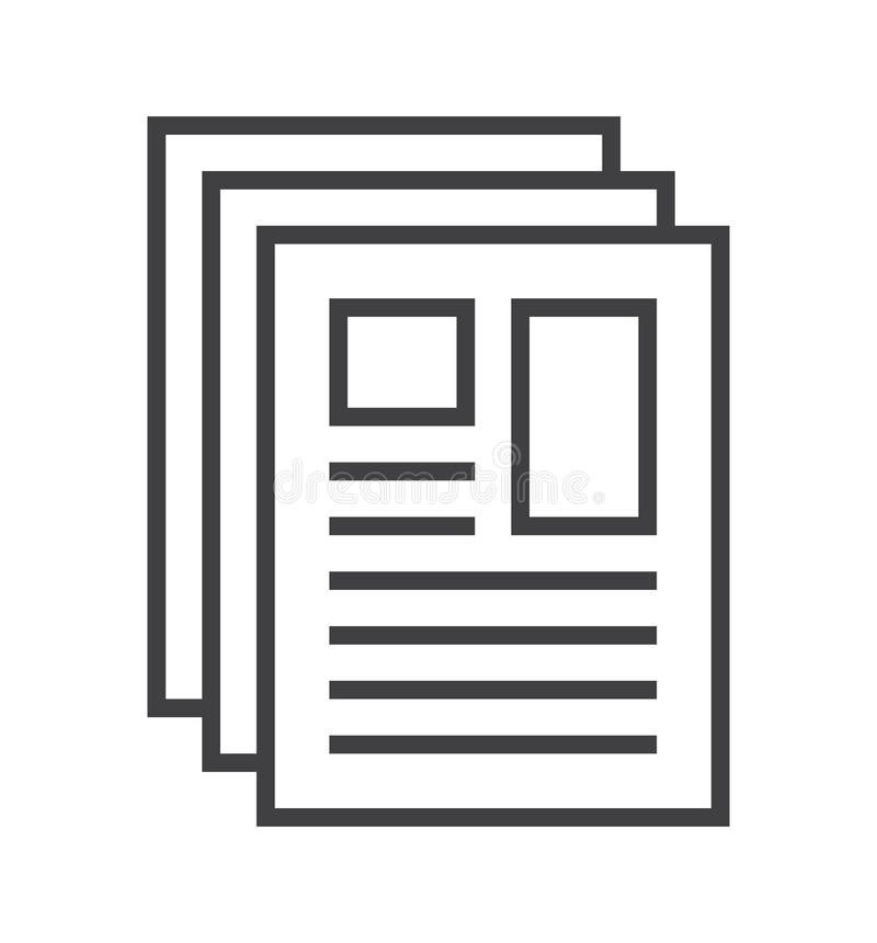 Booklet Page Icon Vector in Thin Line Style. Outline Symbol for ...