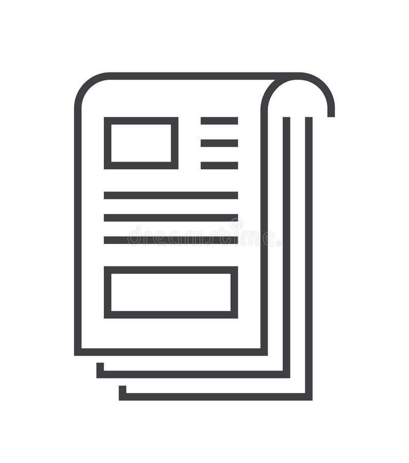 Booklet Page Icon Vector in Thin Line Style. Outline Symbol for ...