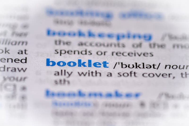 Booklet Word in a Dictionary. Selective Focus, Close Up Stock Image ...