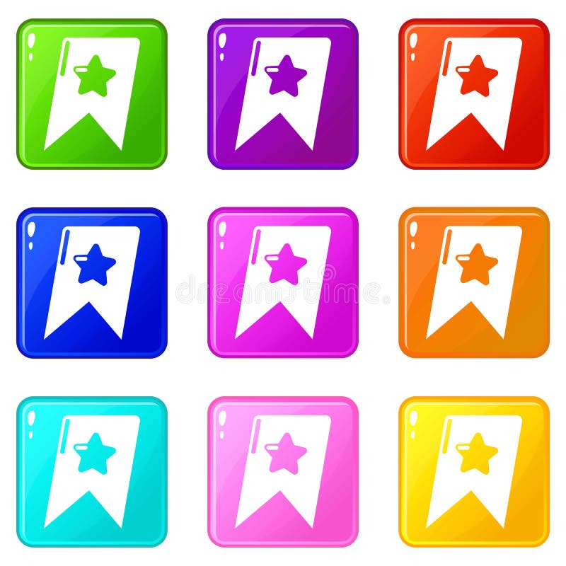 Bookmark Browser Icons Set 9 Color Collection Stock Vector ...