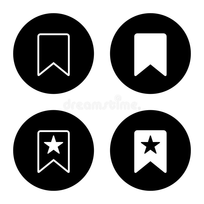Bookmark Favorite Icon on Black Circle. Book Mark, Ribbon Concept Stock ...