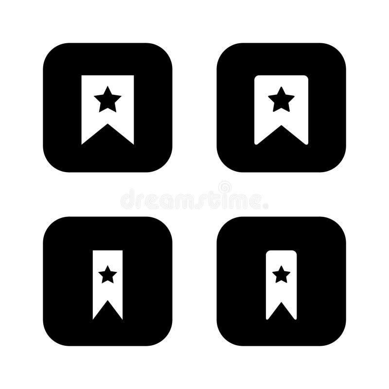 Bookmark Favorite Icon Set on Black Square. Page Mark with Star Concept ...