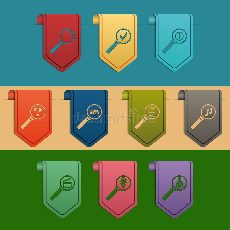 Bookmark with Search Icon (vertical) Stock Vector - Illustration of ...