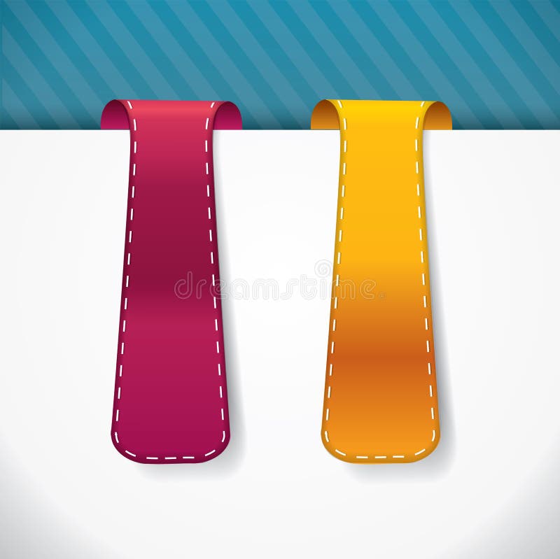 Bookmark Style Vertical Labels with Stitches Stock Vector ...