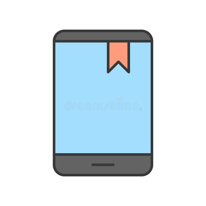Bookmark on Tablet or Smartphone Device Screen Icon, Editable St Stock ...