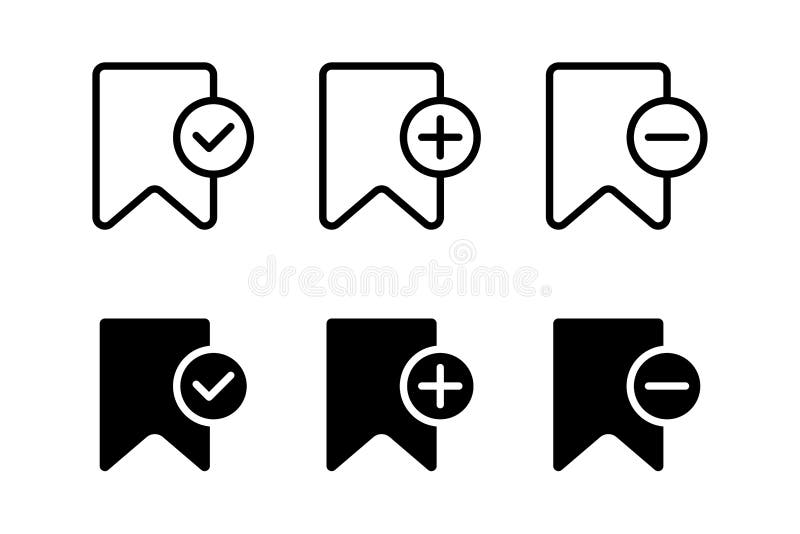 Bookmark Vector Icon Set. Save and Add Symbol Stock Vector ...