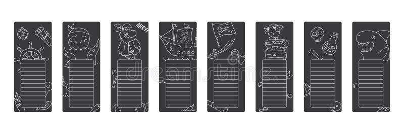 Bookmarks with Cute Pirates Items, Cartoon Pirate Elements Sticker ...