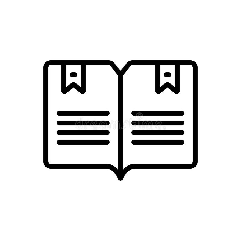 Black Line Icon for Bookmarks, Open Book and Literature Stock Vector ...