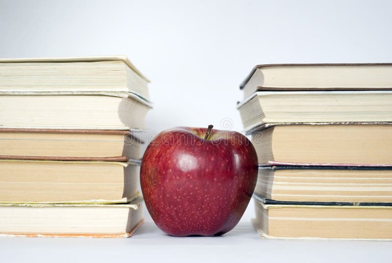 Books and apple stock image. Image of fruit, education - 4145657