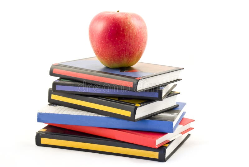 School Books with Apple stock image. Image of fruit, education - 6710629
