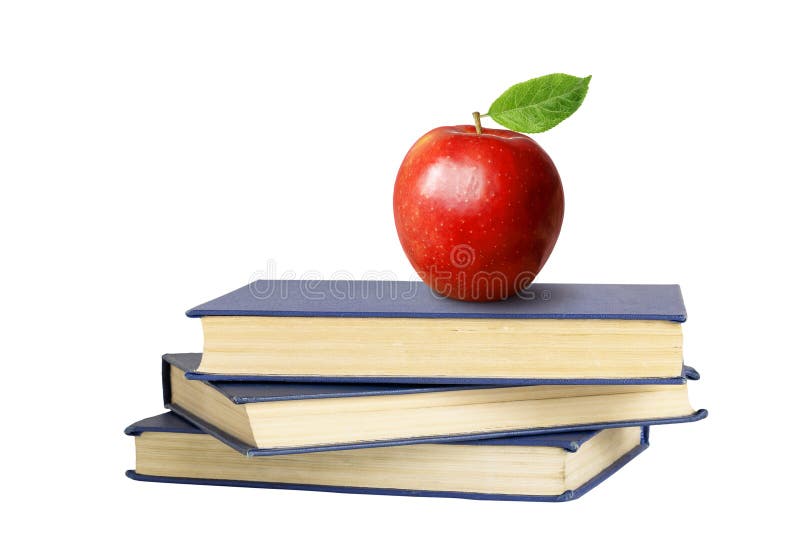 Books and an Apple Isolated Stock Image - Image of cover, education ...