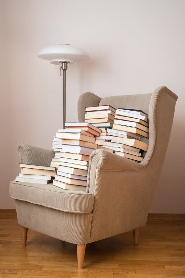 Books on an Armchair in Reading Room Stock Photo - Image of chair ...