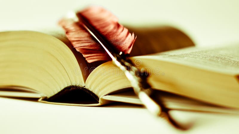 An open book and a red pen stock image. Image of design - 140223797