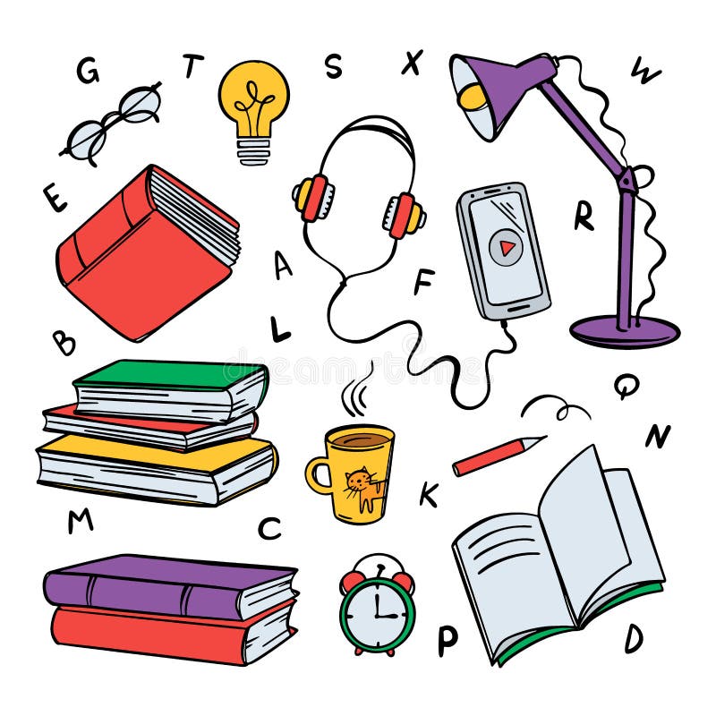 BOOKS AUDIOBOOKS Library Concept Bookstore Online Learning Stock ...