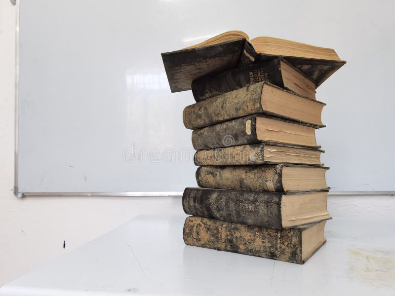 Books Old Aged in the Dust Pile Stack Isolated for Background Stock ...