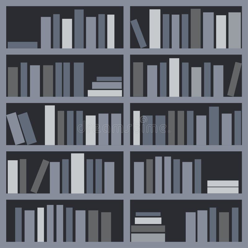 Books in Bookcase of Grey Shadows. Library Stock Vector - Illustration ...