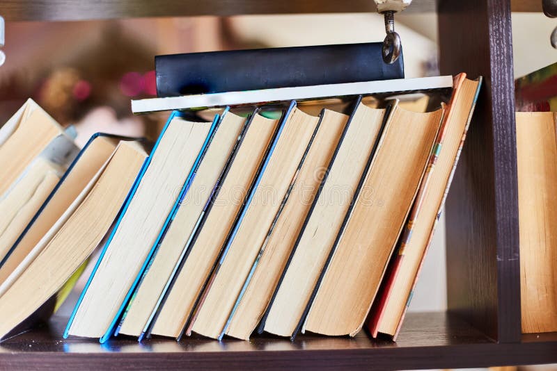 Books are in the Bookcase in the Home Library Stock Image - Image of ...