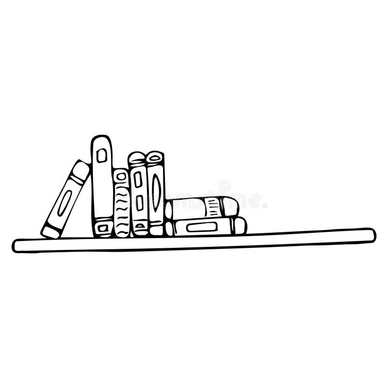Books on the Bookshelf. Doodle Symbol of Education for Library or ...